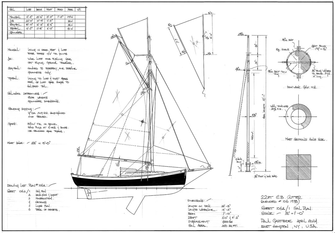 22 ft Double Ended Cutter, Design #106A – Gartside Boats