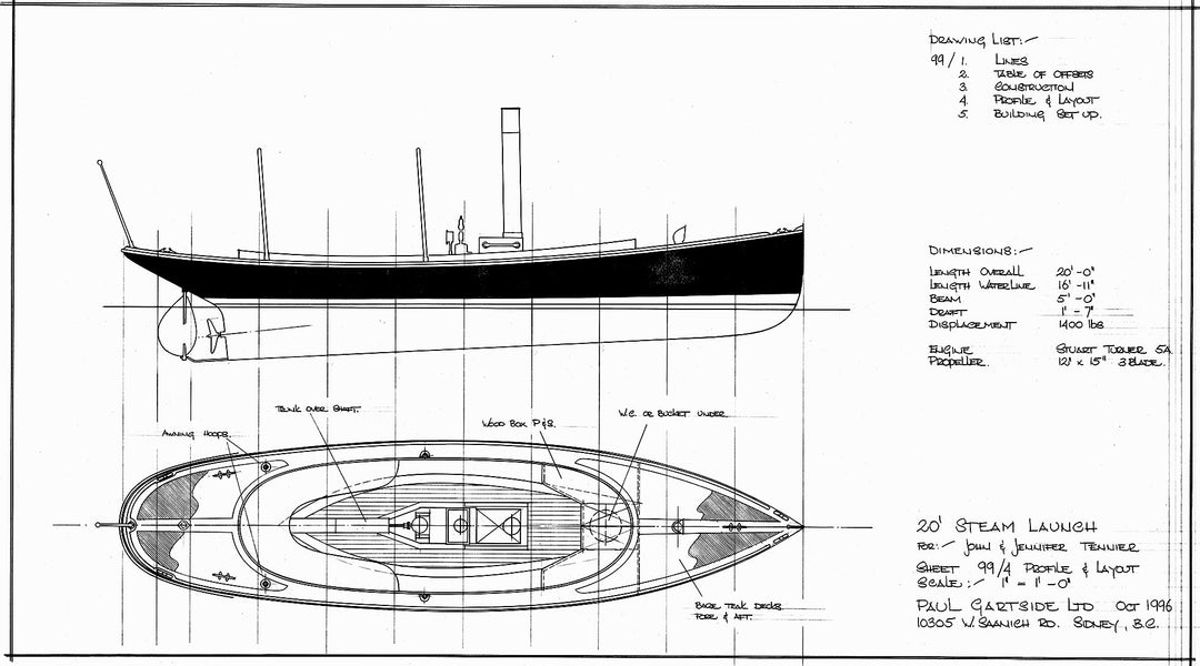 20 ft Steam Launch, Design #99 – Gartside Boats