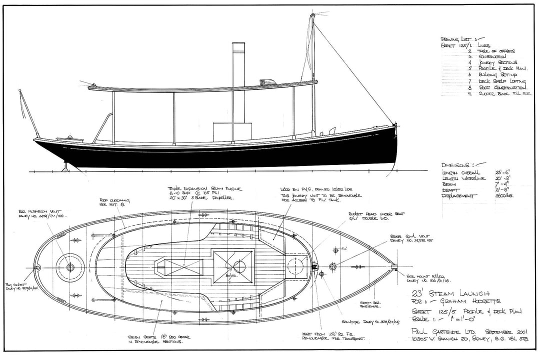 23 ft Steam Launch, Design #125 – Gartside Boats