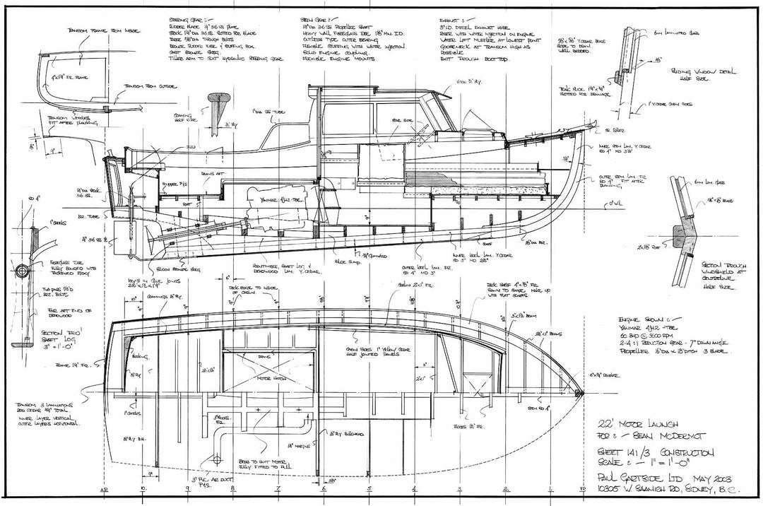 22 ft Motor launch, Design #141 – Gartside Boats