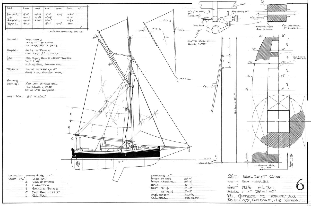 26ft Shoal Draft Cutter, Design #193 – Gartside Boats