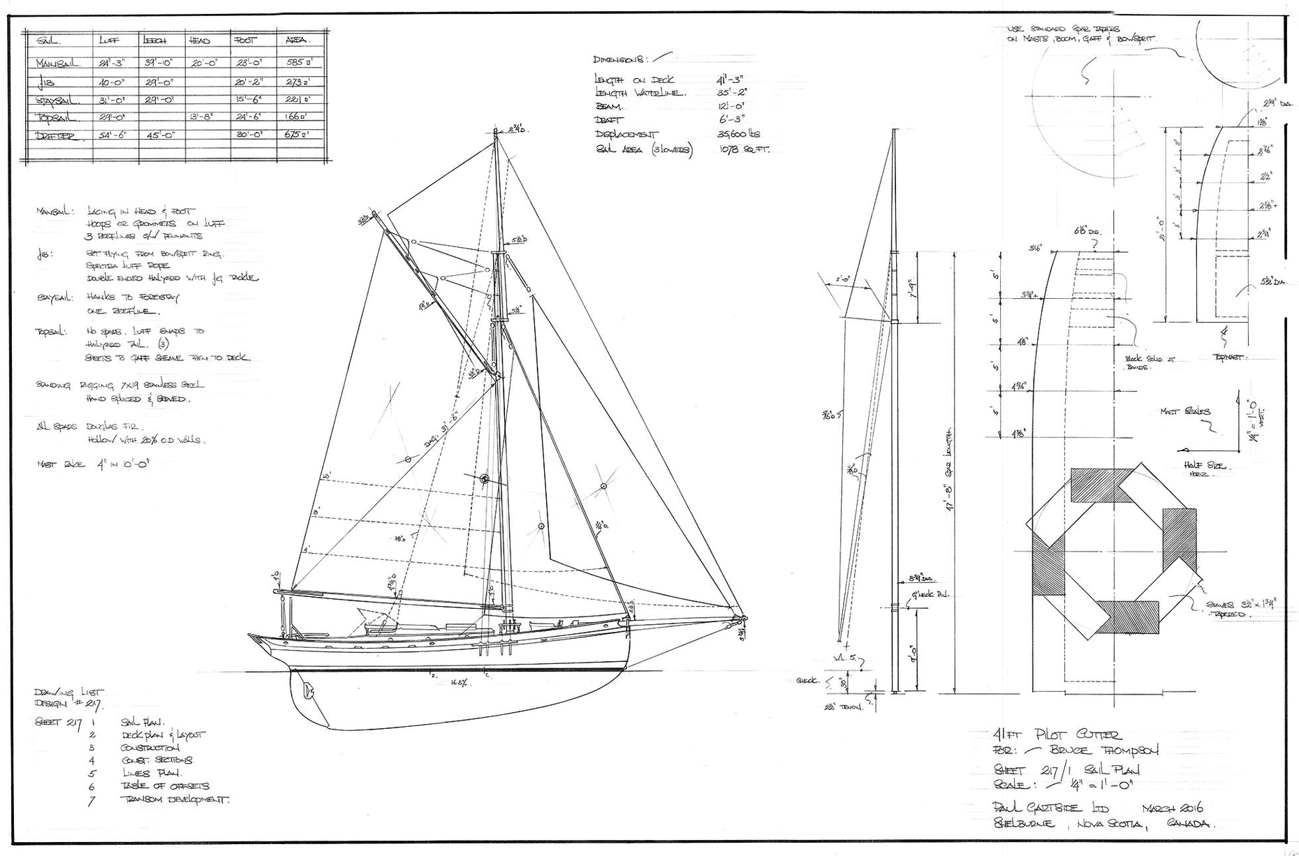 40ft Pilot Cutter, Design #217 – Gartside Boats