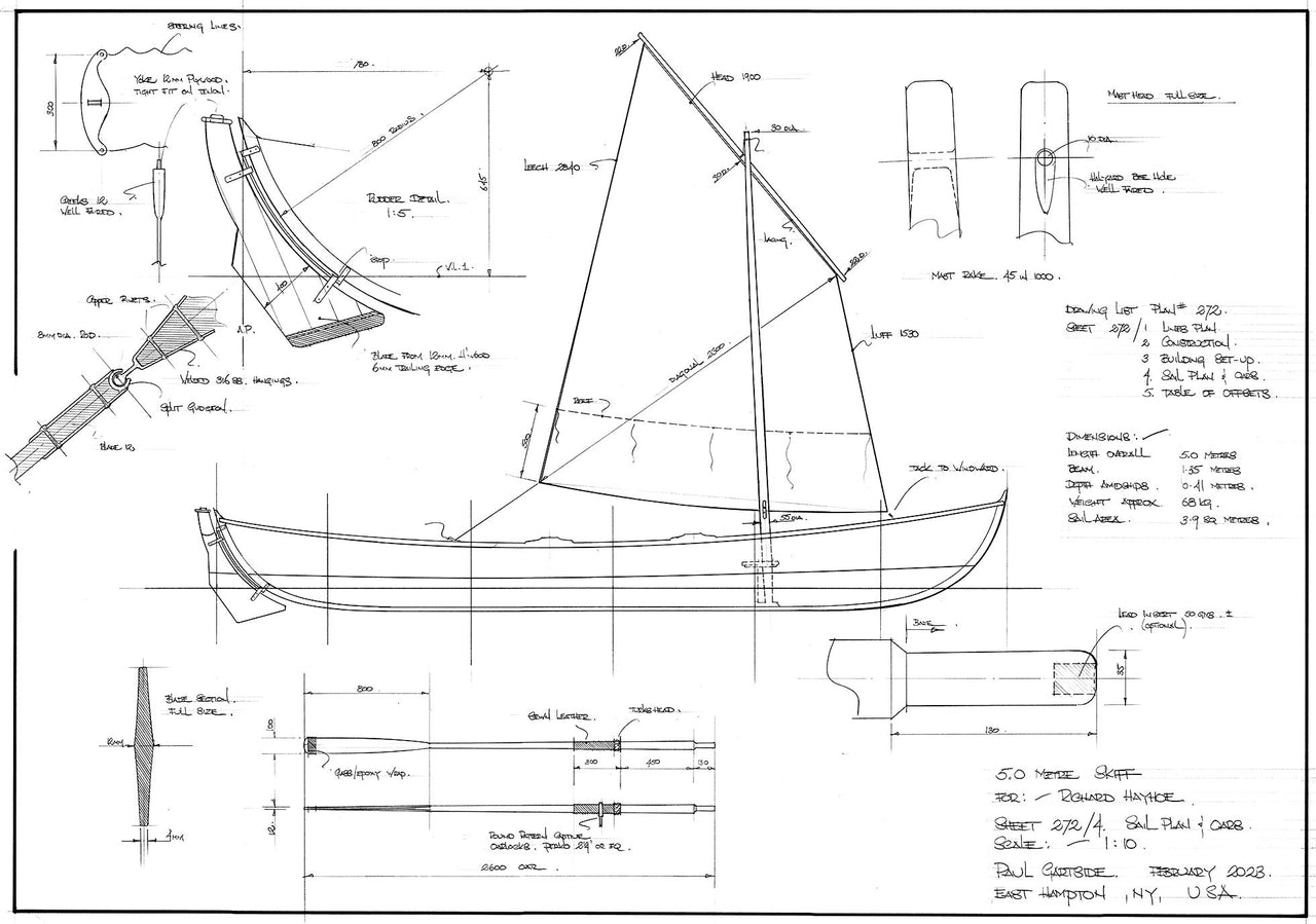 5.0 and 5.5 Metre Scandinavian Rowing Skiffs. Designs #272 and #272A ...