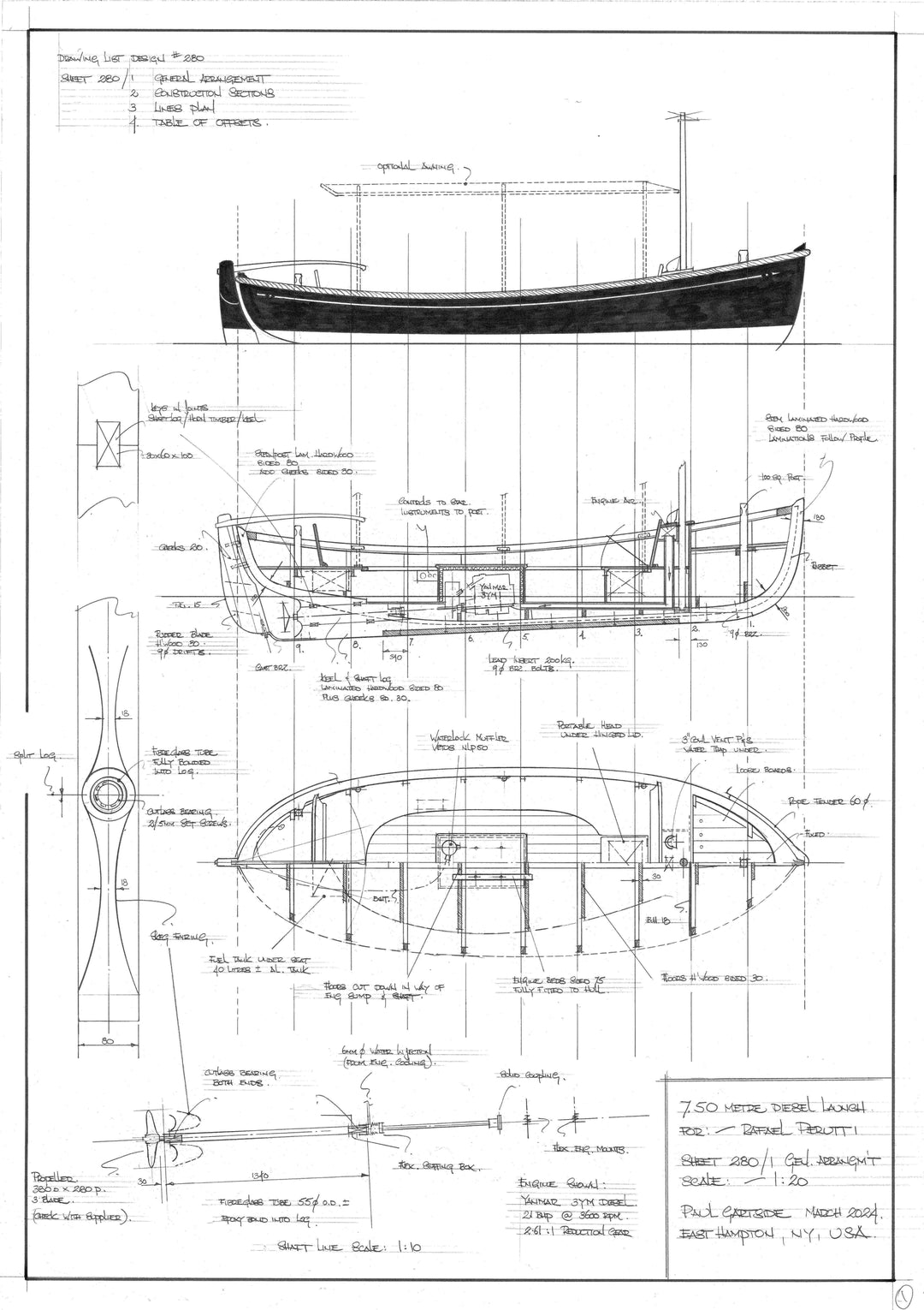 7.50 Metre Diesel Launch Design #280 – Gartside Boats