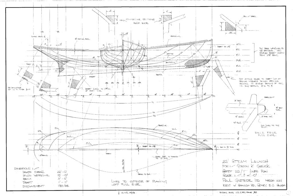 22 ft Steam Launch, Design #123 – Gartside Boats